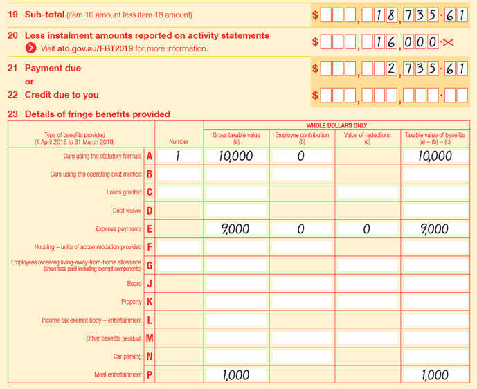 2019 FBT return calculation details – taxable employers | Australian ...