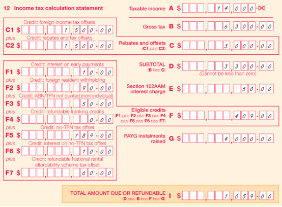 I Total amount due or refundable | Australian Taxation Office